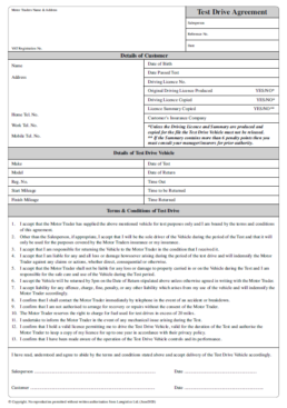 Test Drive Agreement Pad – Lawgistics